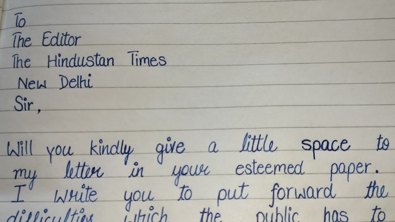 Write a letter to the Editor of a Newspaper about the polluted water ...