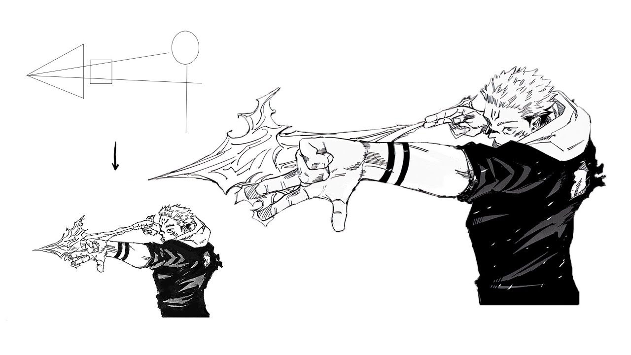 How to draw Sukuna from shape guidelines (Circle, Triangle, Lines ...