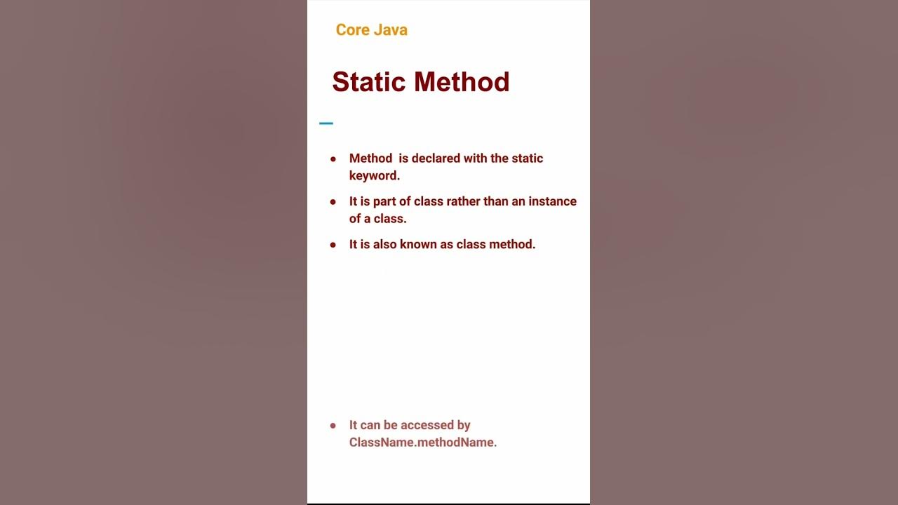 Static Method 19 Corejava Youtube