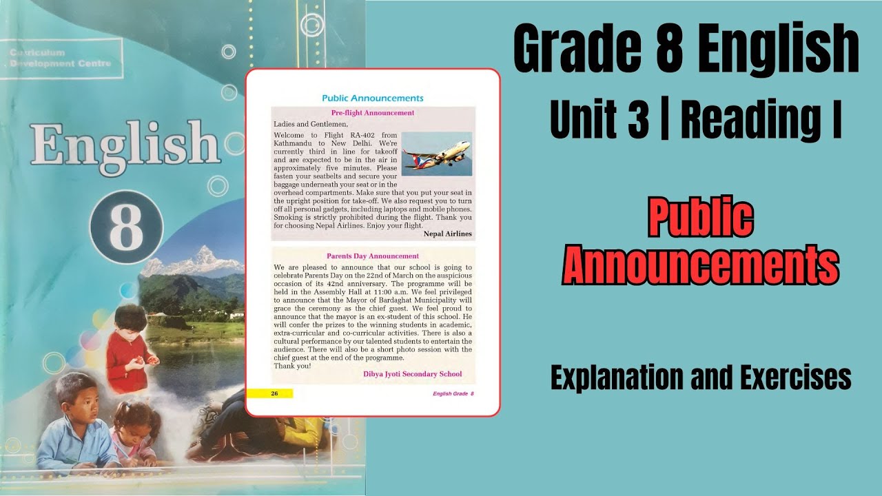 Grade 8 English | Unit 3 Reading I Public Announcement Analysis and ...