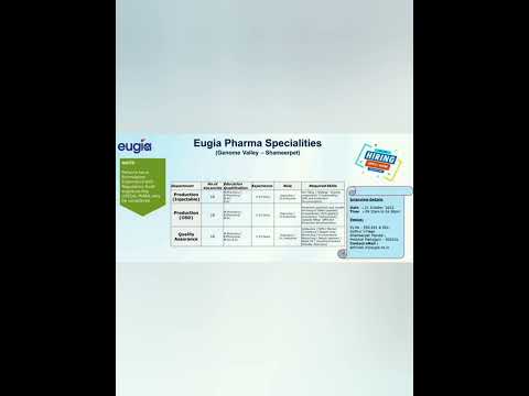 Eugia Pharma - Walk-In Interviews for Production, Quality Assurance ...