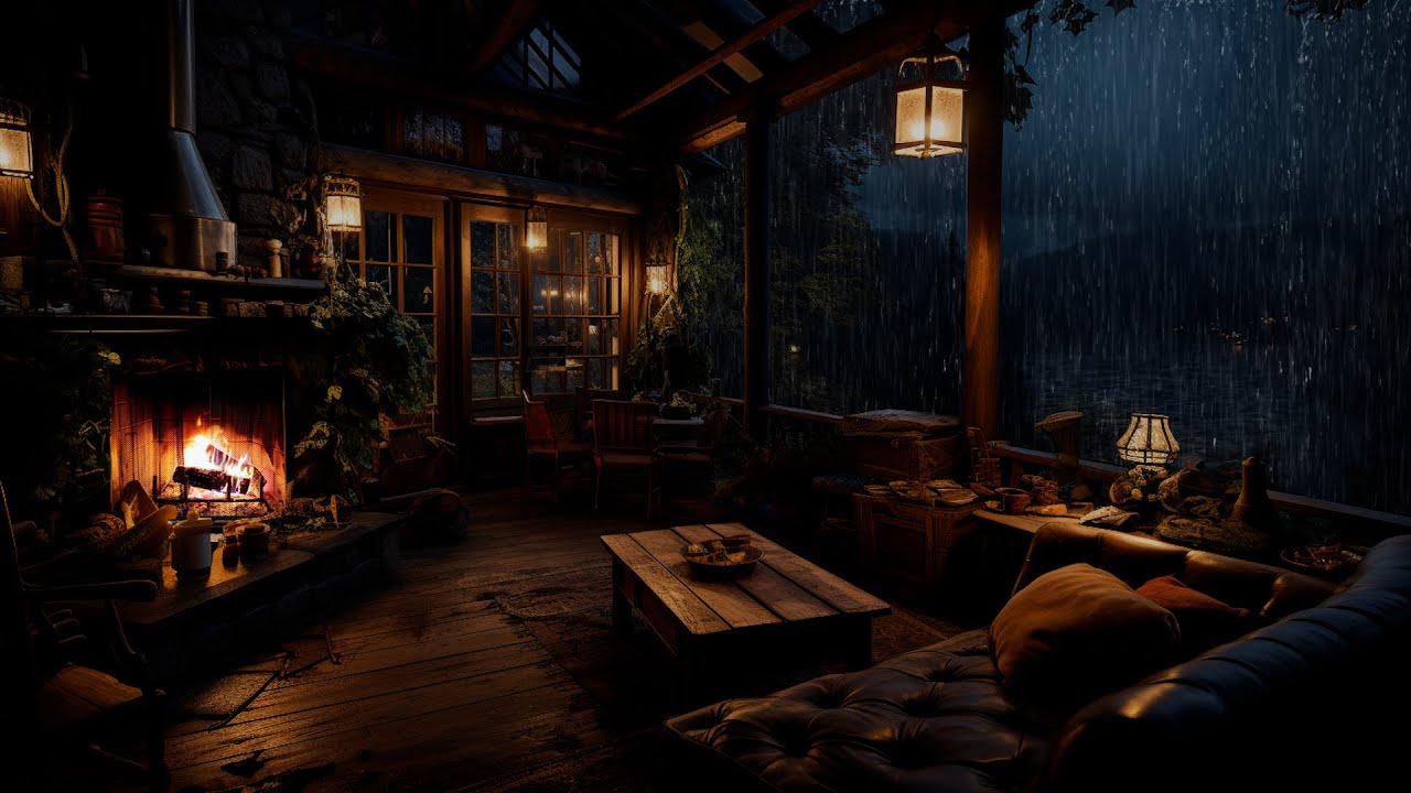 Tranquil Lake Ambience with Rain and Fire| Perfect for Relaxation and ...