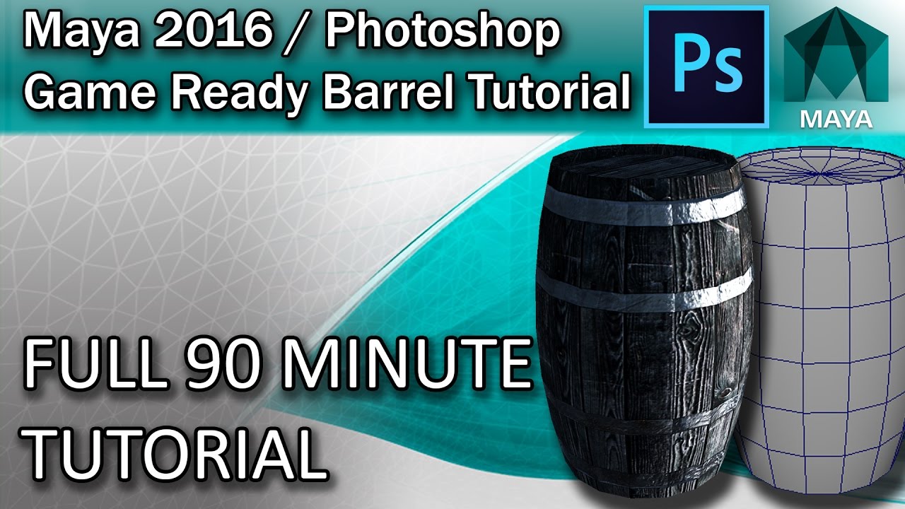Maya High Poly To Low Poly Tutorial Game Ready Barrel Maya Photoshop Youtube