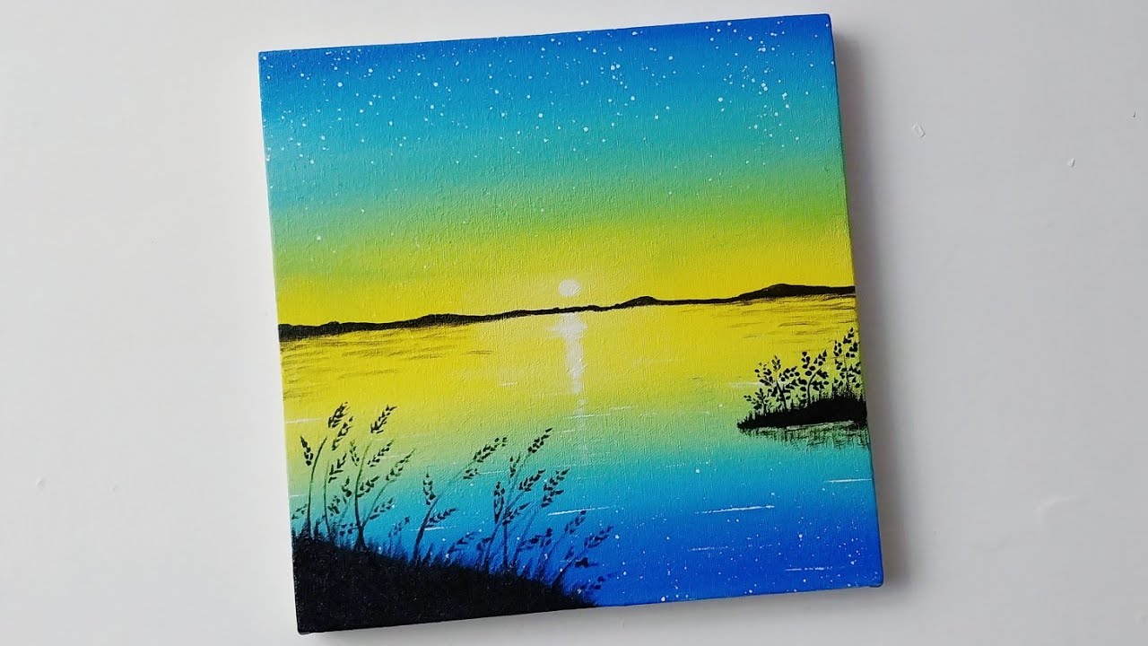Lukisan Kanvas Simple Untuk Pemula Ukuran 20 cm x 20 cm - YouTube