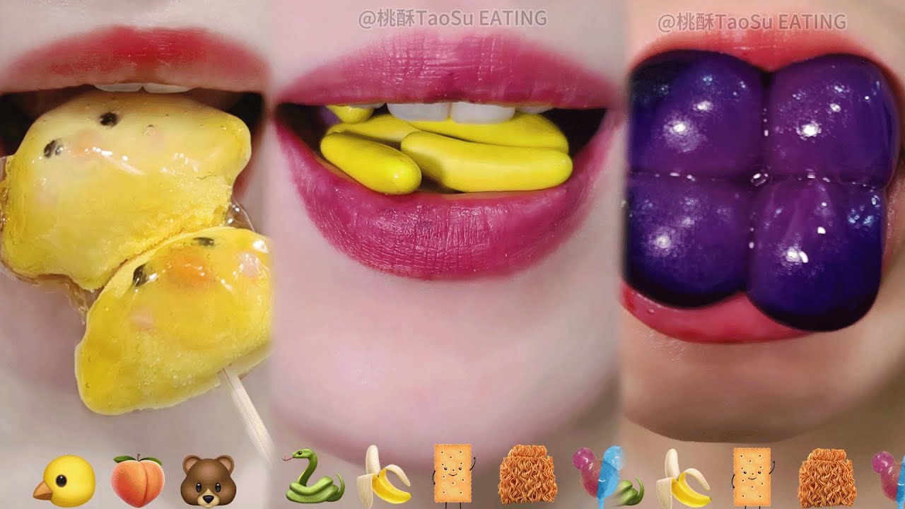 ASMR 🐍👄Emoji Food Blind Taste Test: Can I Guess What I'm Eating?🔮🧩 ...