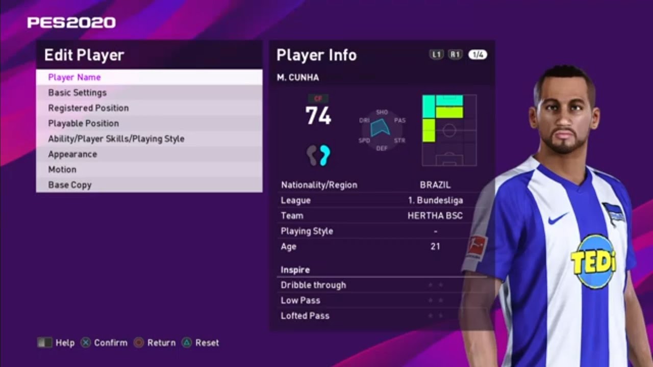 Matheus Cunha face e football pes 2020 Hertha BSC - YouTube