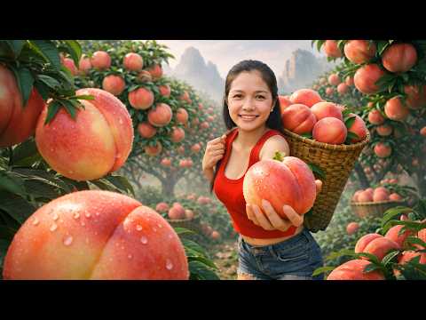 Harvesting 1000 + Kg Giant Peach of Immortality To Sell At Market | Tieu Ca Free Bushcraft