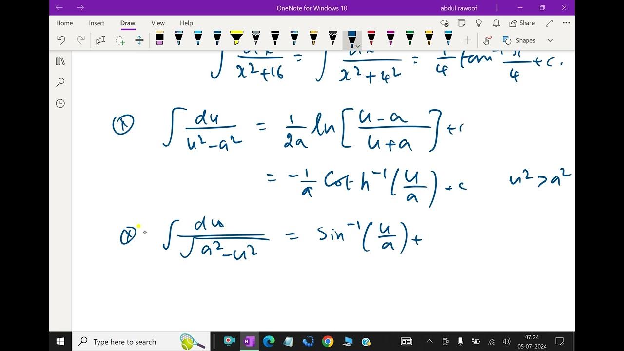 Mathematical formulae and their explanation: -(Standard Indefinite integrals) - 30. # ...