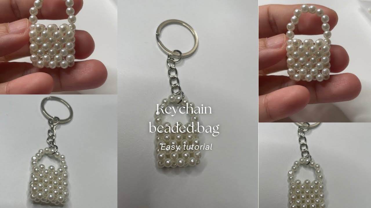 Beaded bag keychain easy tutorial #beads #beadedbag #diy #keychain # ...