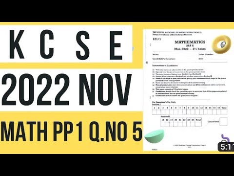 2022 KCSE MATHEMATICS PAPER ONE QUESTION FIVE - YouTube