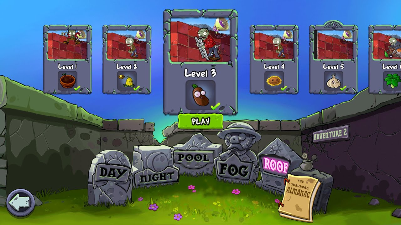 PLANTS VS ZOMBIES (ROOF) LEVEL 3 - YouTube