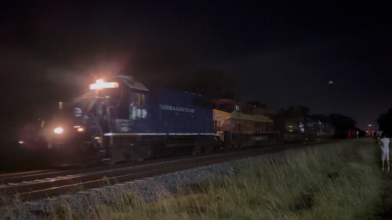 FEC Train 107 With GP40 419 Leading Parkway Drive 1:13am 10-20-24 - YouTube