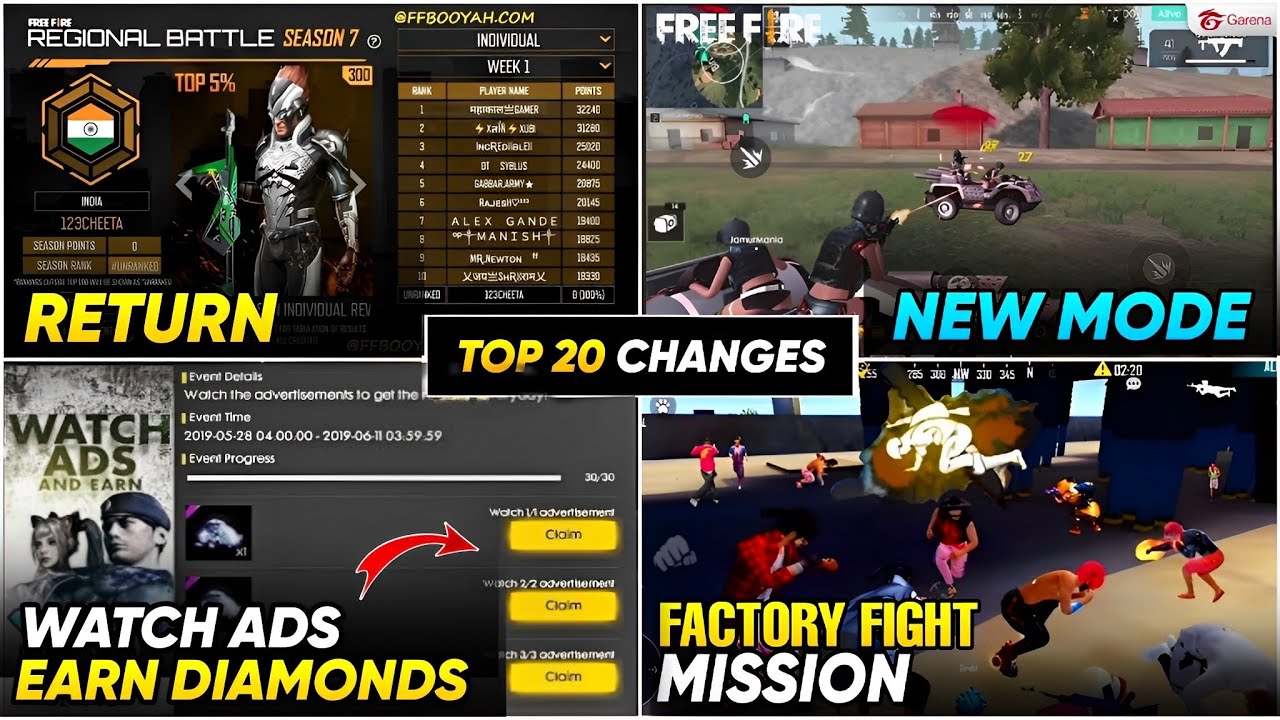 OB 39 TOP 20 CHANGES | FREE FIRE NEW EVENT| FF NEW EVENT TODAY| NEW FF ...