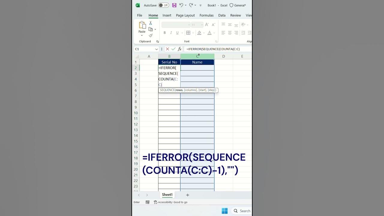 Automatically insert serial number in excel #shorts #serialnumber - YouTube