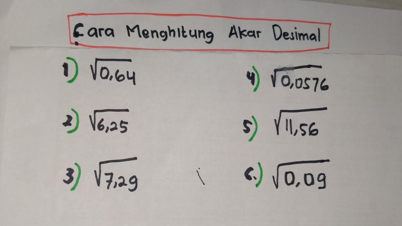 Cara mudah Paham menghitung akar desimal - YouTube