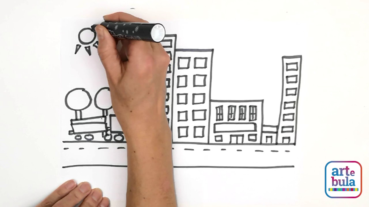 How to draw a cityscape - YouTube
