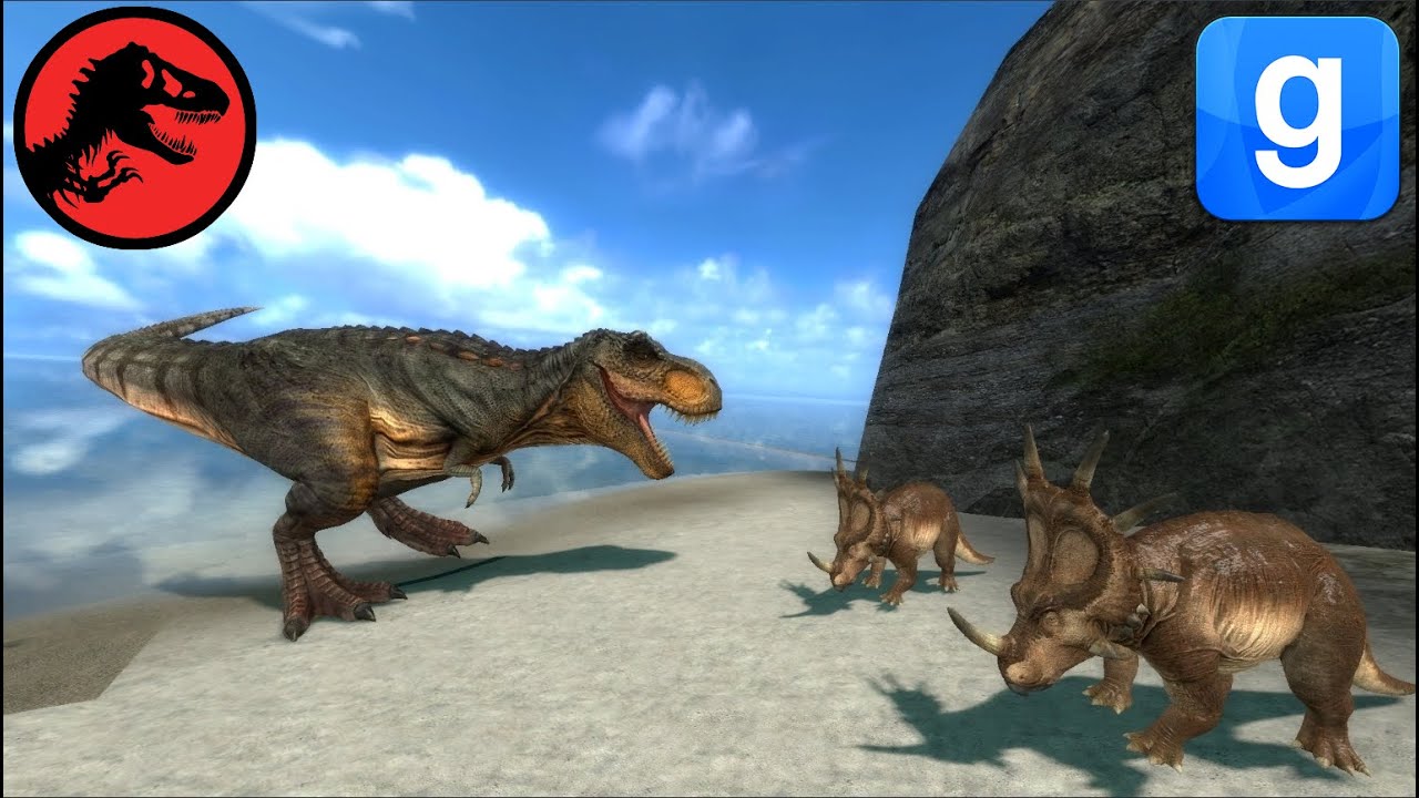 Dinosaurs Battle Tyranosaurus Rex VS Styracosaurus Gmod npc Battles ...