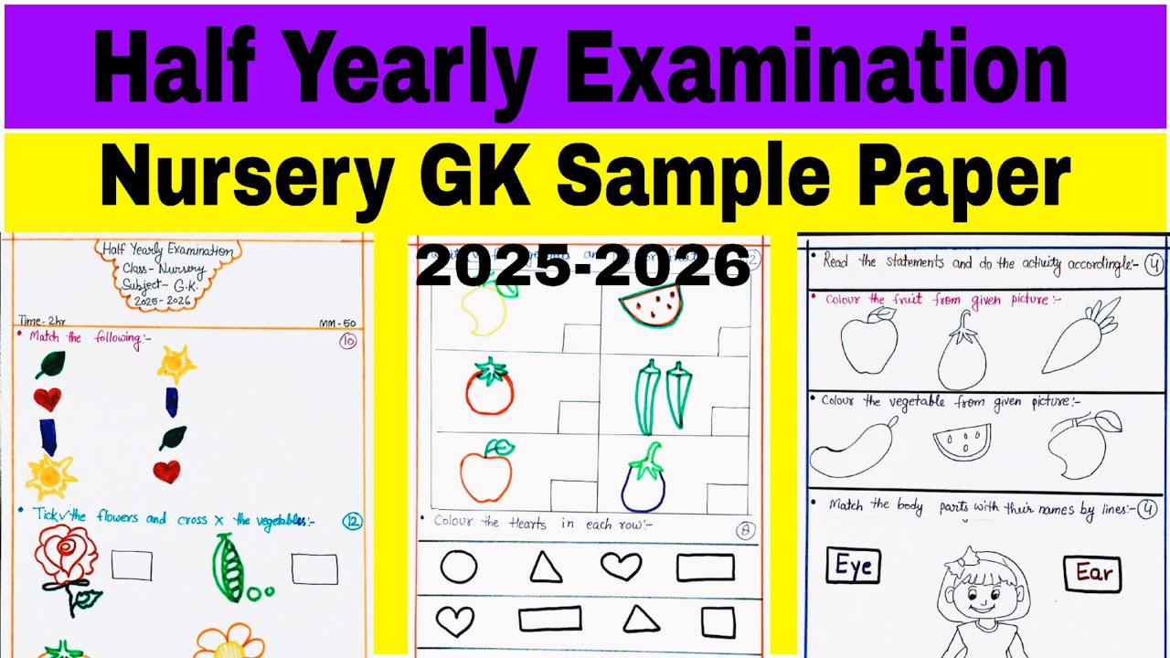 Nursery GK Half Yearly Examination Sample Paper 2025-2026 @TheKidsBoat ...