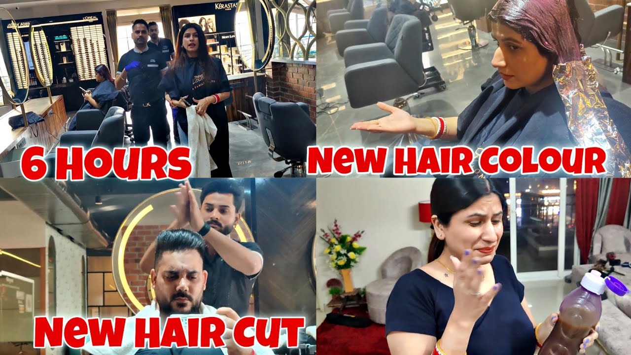 Finally My Hair Cut And Kanchan Ka New Hair Colour || Pure Salon Ko ...