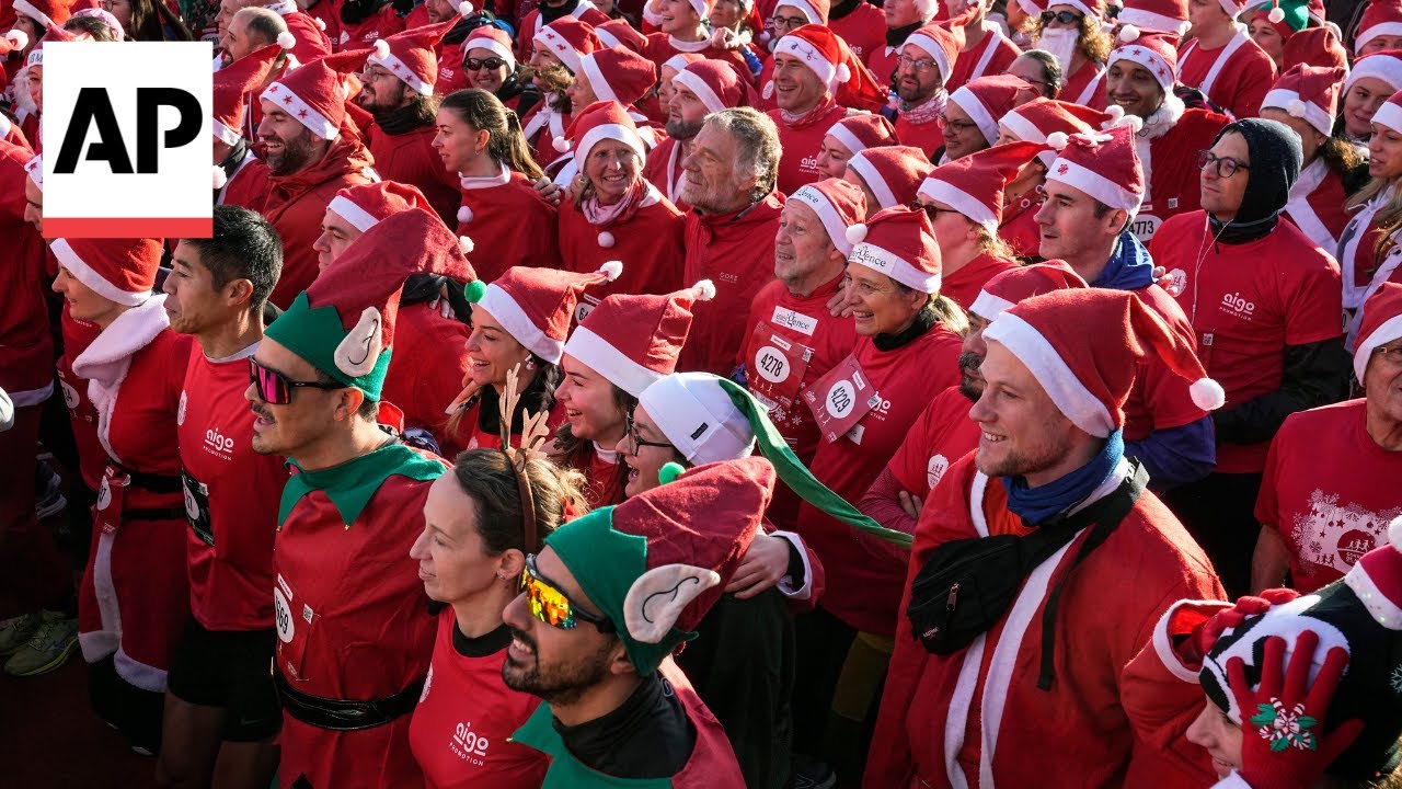 Thousands join Santa races across the globe ahead of Christmas - YouTube