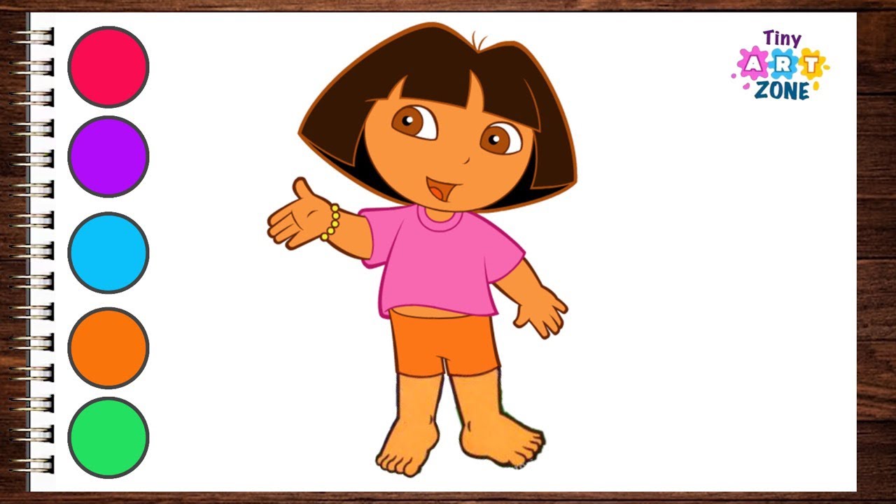 How to Draw Dora the Explorer Easy for Kids & Toddlers | Tiny Art Zone ...