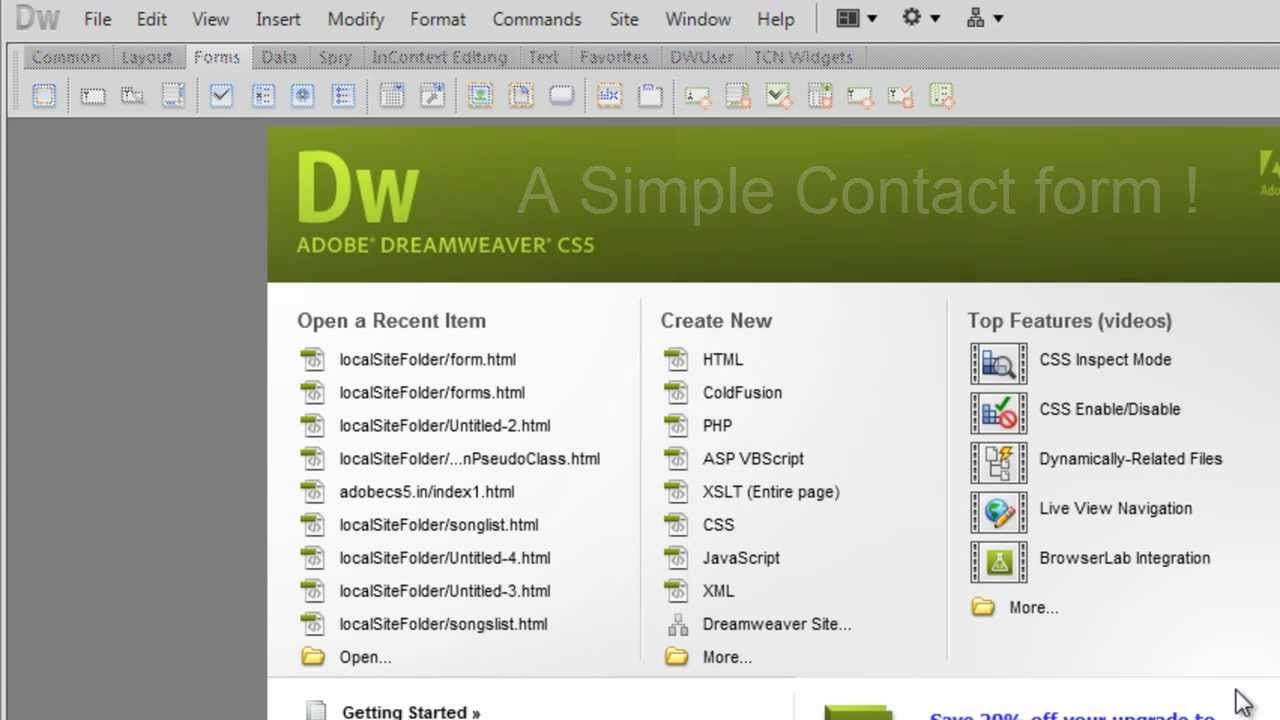 Dreamweaver Cs 5 Tutorial Creating Styling And Validating A Simple Contact Form Youtube