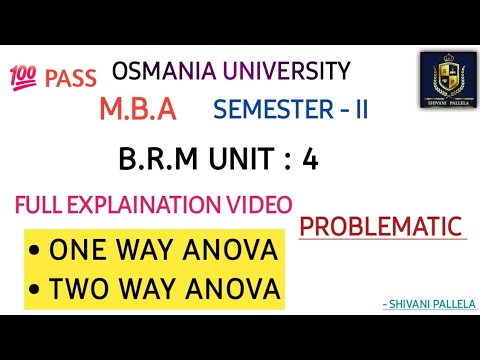 BRM || UNIT : 4 || PROBLEMATIC || ONE WAY ANOVA || TWO WAY ANOVA EXPLAINATION||‎@shivanipallela ...