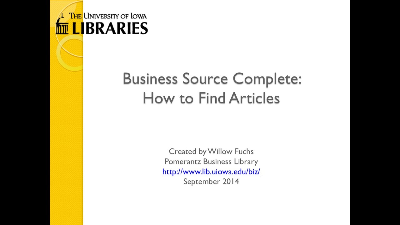Business Source Complete : How to Find Articles - YouTube