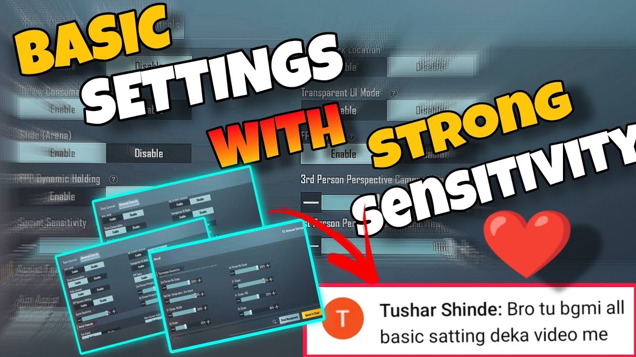 BGMI / PUBG MOBILE All Basic Settings || best sensitivity and control ...