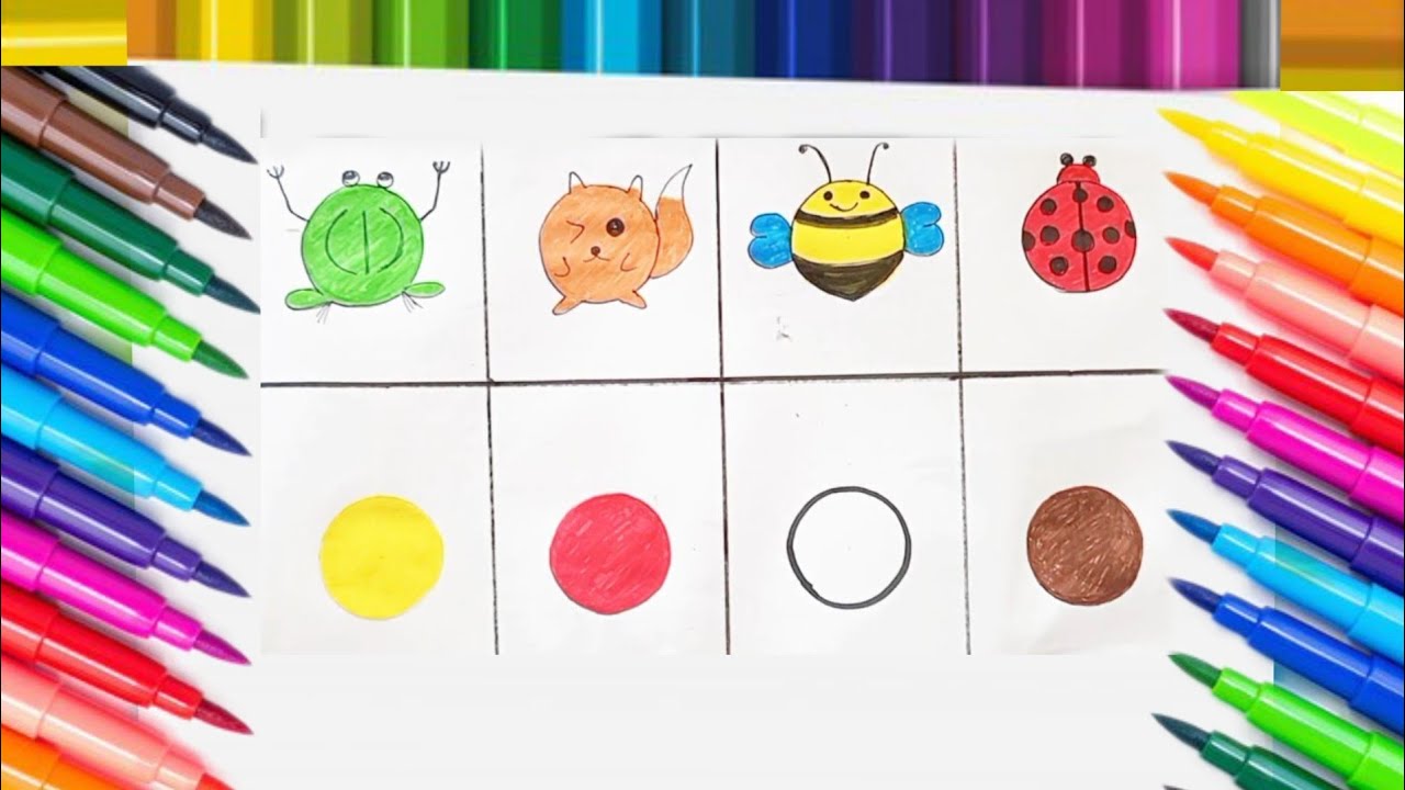 Different Animals Drawing and Coloring from Circle for Kids & Toddlers ...