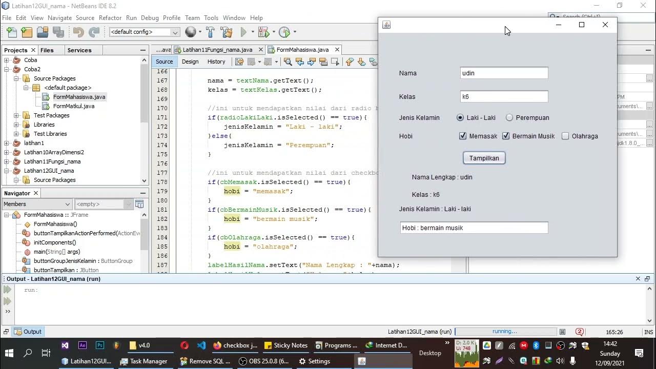 Tutorial Pemmrograman JAVA - GUI JFrame - CheckBox - YouTube