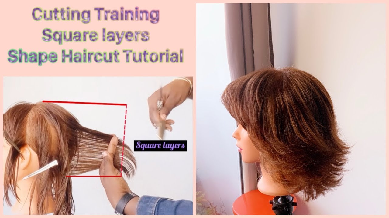 Medium Lengths Square Layers Shape Haircut Tutorial // Couper des ...