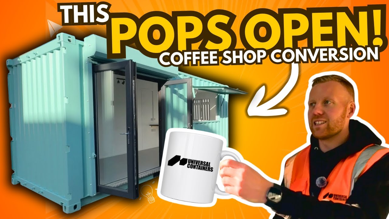 This Container Coffee Shop Pops Open! (serving hatch Build) - YouTube