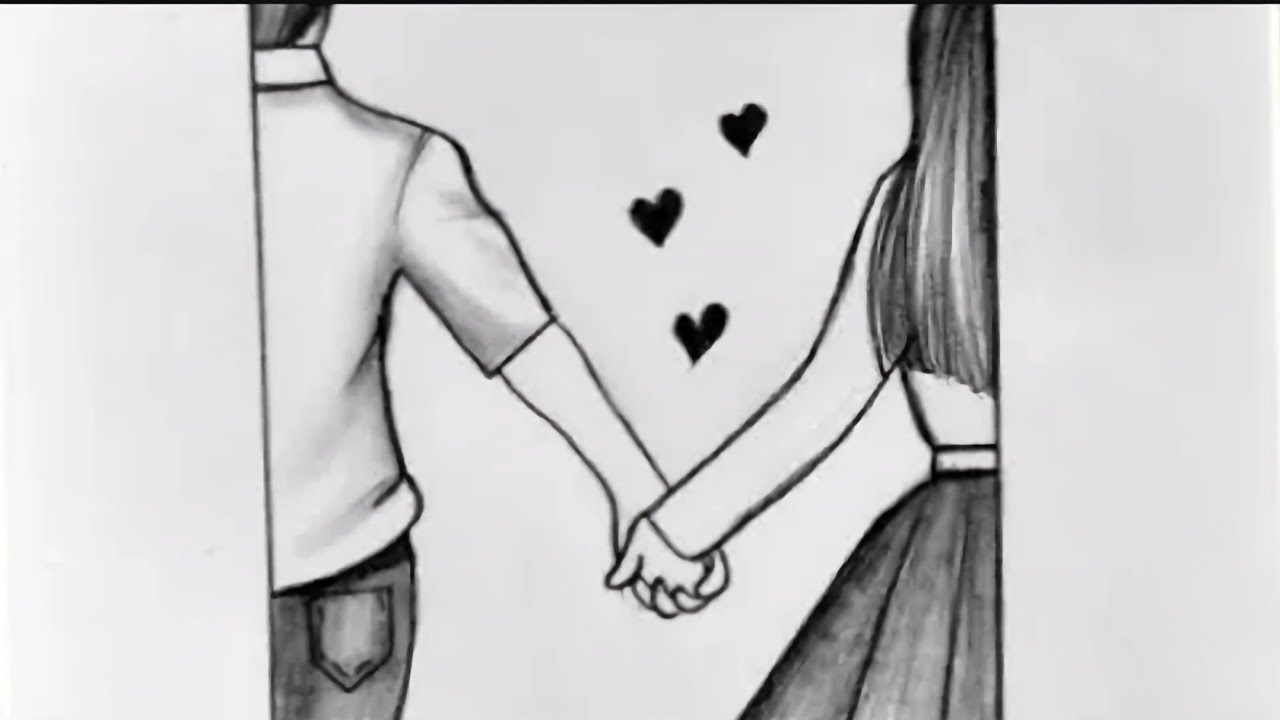 Couple Holding Hand drawing pencil sketch | love couple Drawing 😍 # ...