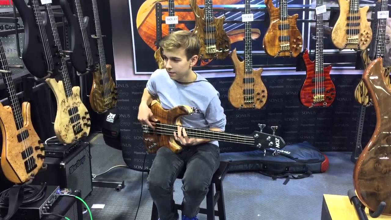 NAMM 2015 - Aidan Rodriguez Playing Bass in Zon Booth - YouTube
