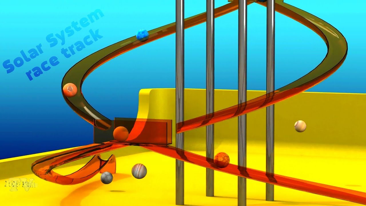 Marble race Magic Racing Track with Balls Planets of Solar System Play ...