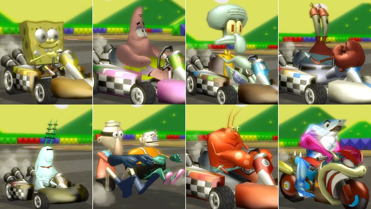If 8 SpongeBob SquarePants Characters Were In Mario Kart Wii - YouTube