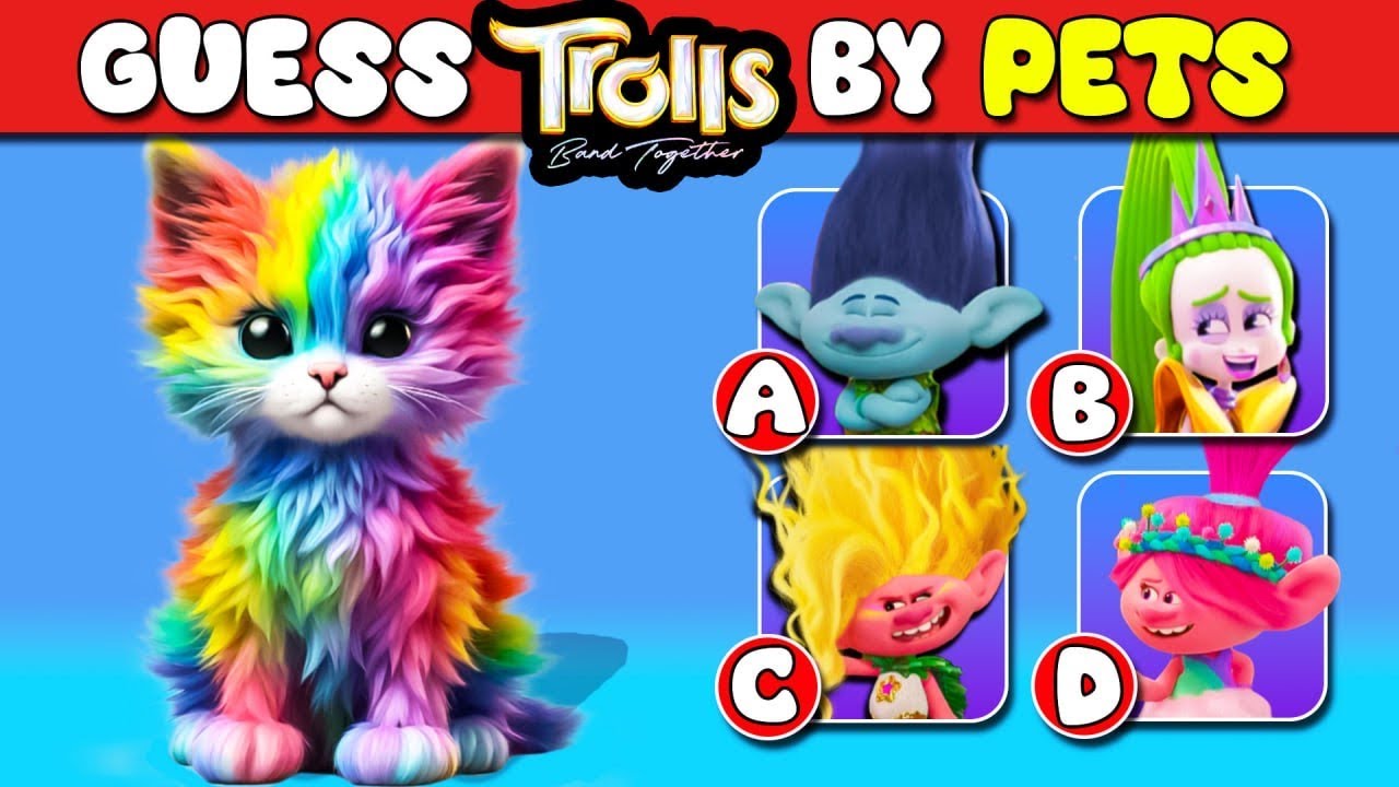 Guess Trolls Band Together Character By Pets | Who Will Floyd Marry? @IQQuiz8 - YouTube