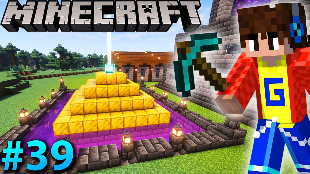 I MADE A BEAUTIFUL GOLDEN BEACON IN MINECRAFT | MINECRAFT GAMEPLAY #39 ...