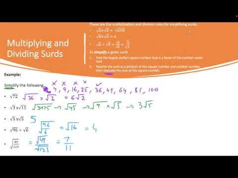 Simplifying Surds | Multiplying and Dividing Surds | GCSE Maths ...