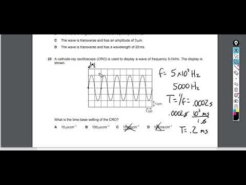 cathode ray oscilloscope solving for time base setting - YouTube