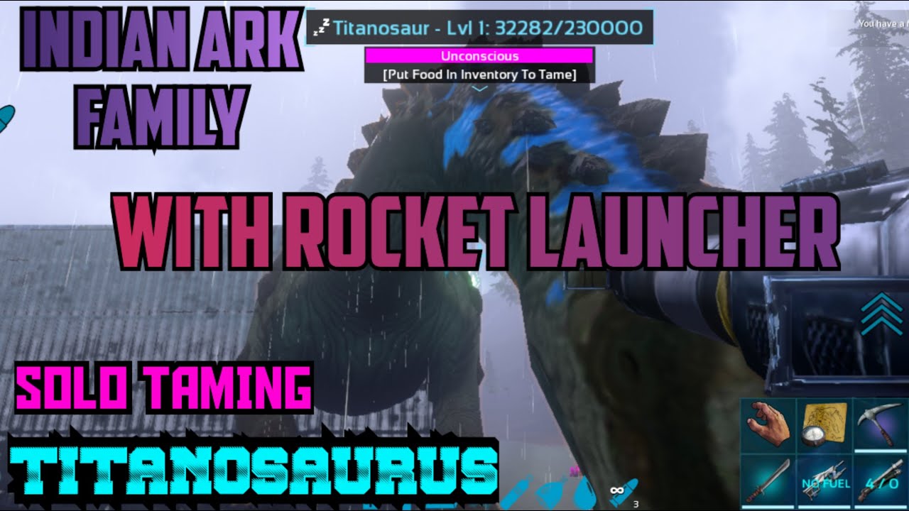 EERY TITANOSAUR TAMING WITH ROCKET LAUNCHER || SOLO TAMING || ARK ...