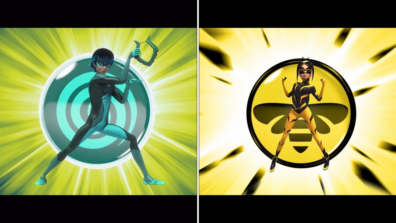 Miraculous Ladybug Viperion and Vesperia transformation split screen ...