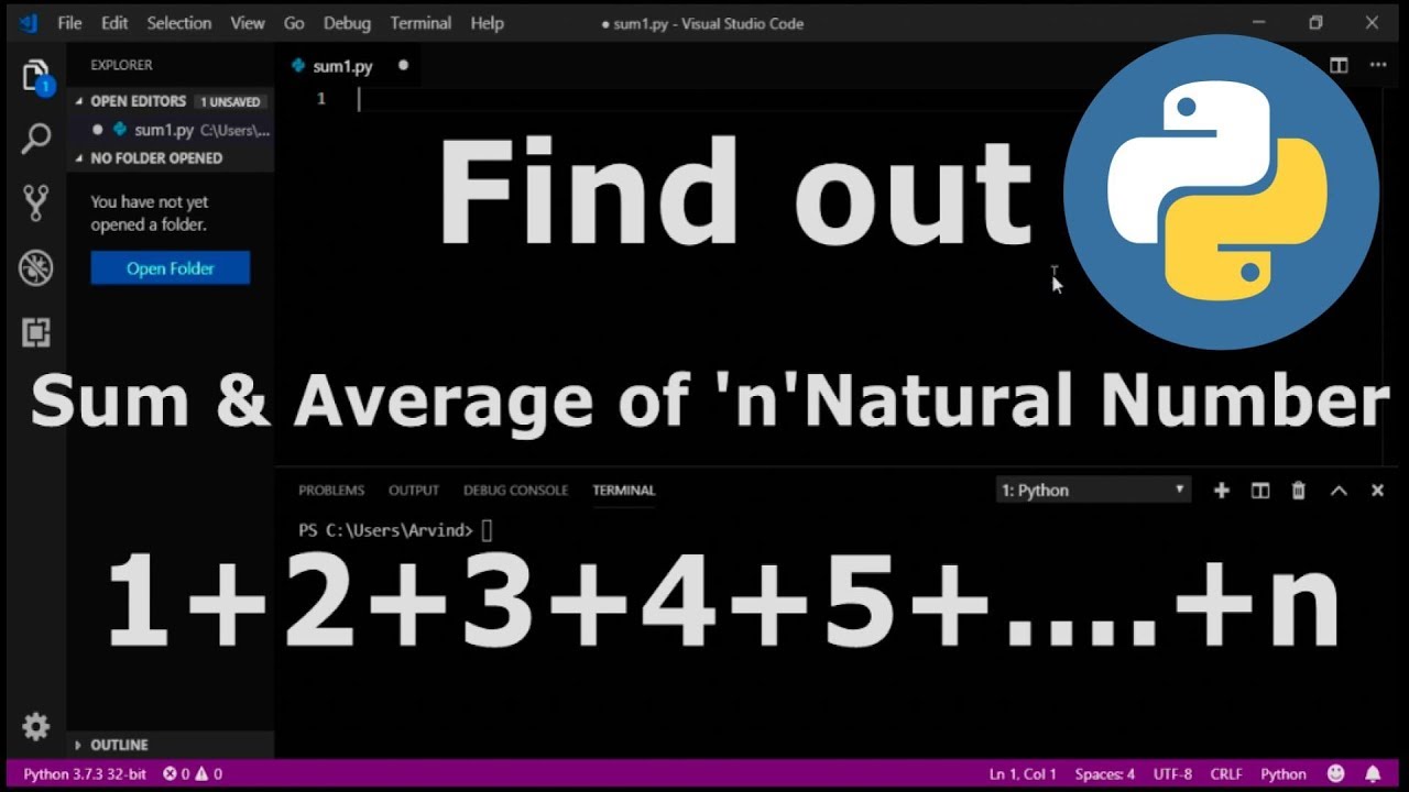 Python Tutorial For Beginners 9 SUM AVERAGE Of N Natural Numbers Python Tutorial For Beginners 9 SUM AVERAGE Of N Natural Numbers