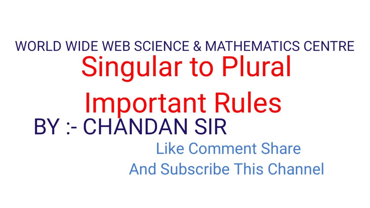 Singular Number to Plural Number Rules // BY :- CHANDAN SIR // Rules N ...