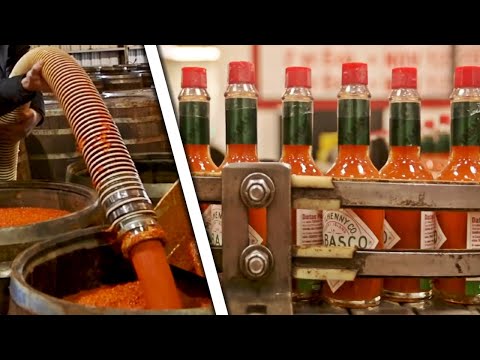 COMO se HACE la SALSA PICANTE Tabasco🌶️| Como se PRODUCEN 700.000 BOTELLAS de SALSA PICANTE al día