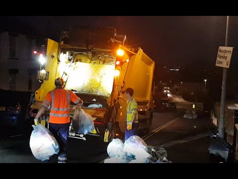 Daf LF With Farid T1 Plus Body Collecting Blue Bags + Kerbsider - YouTube