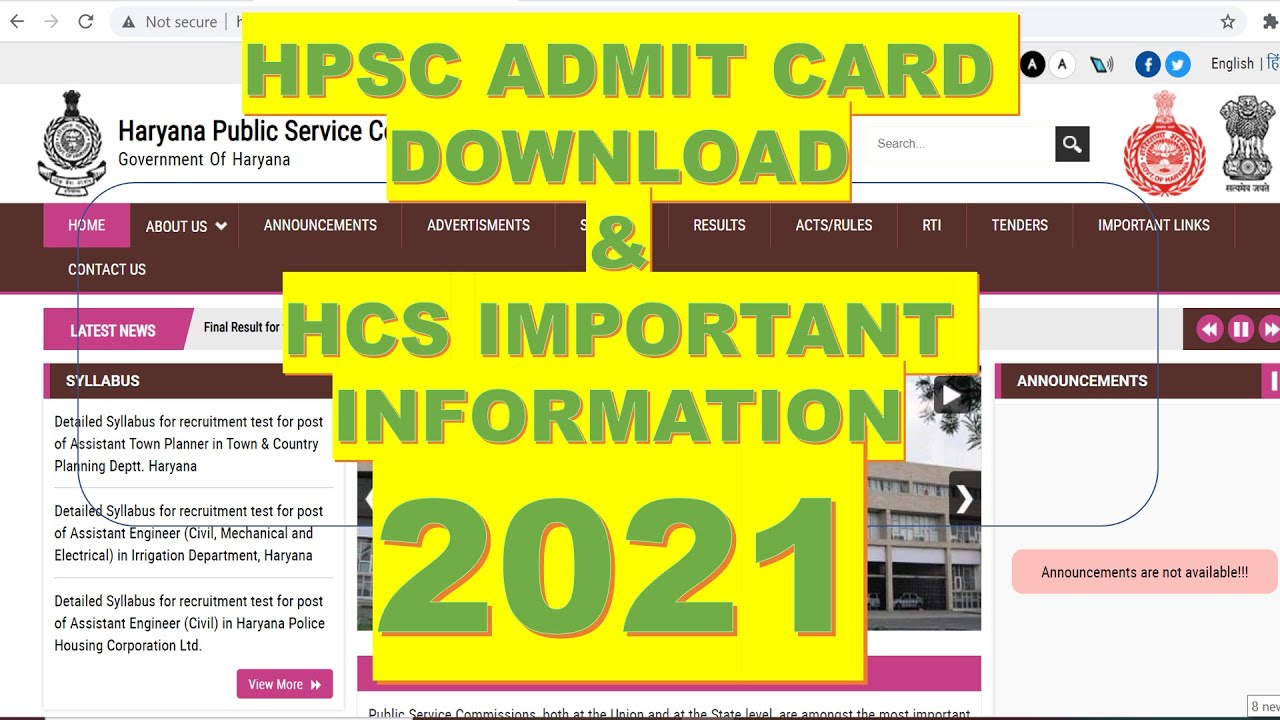 HPSC Admit Card Download, hpsc.gov.in #hpsc #hcs important information ...