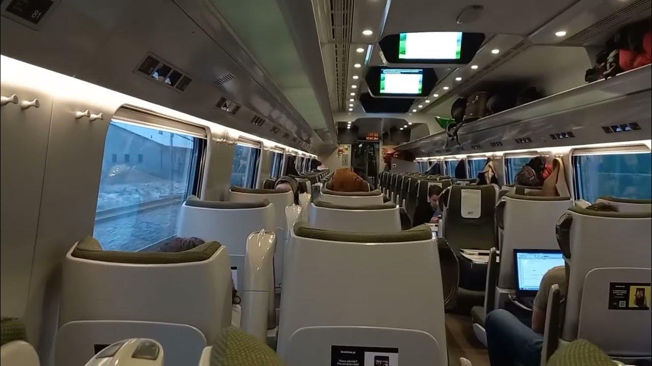 Podróż Pendolino jako PKP Intercity EIP3800 z Krakowa do Kołobrzegu - przedziały, widok z okien ...