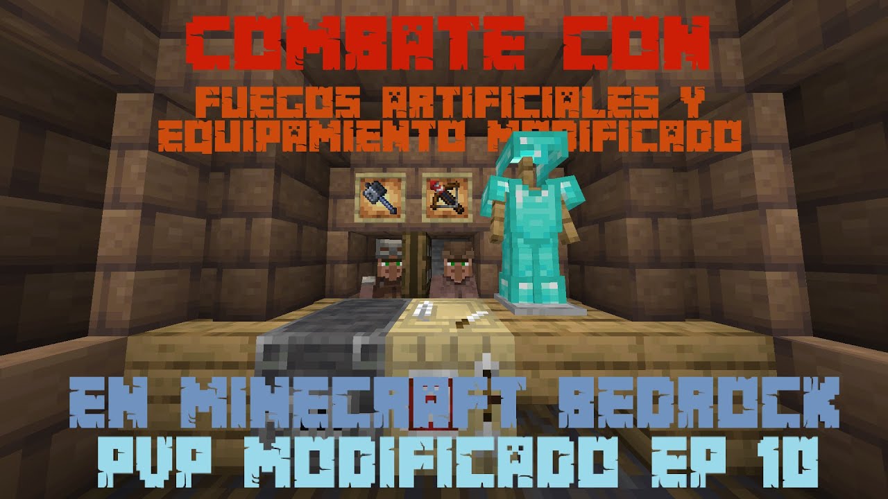 Combate con Fuegos Artificiales y Equipamiento Modificado en Minecraft PE (PVP modificado Ep:10 ...